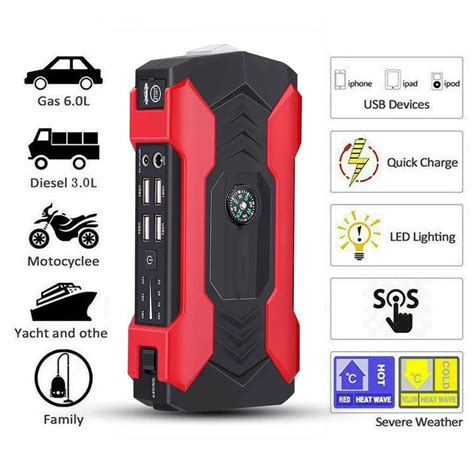 Автомобилен стартер външна батерия 4 Usb фенерче компас 15000ma стартов ток 400 A Emag Bg