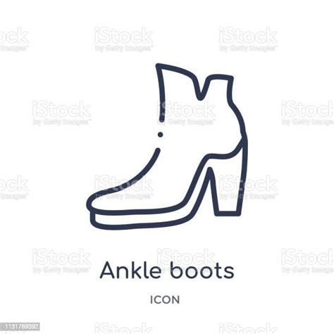 의류 개요 컬렉션에서 선형 발목 부츠 아이콘입니다 얇은 라인 발목 부츠 벡터 흰색 배경에 고립입니다 앵 클 부츠 트렌디한 일러스트 0명에 대한 스톡 벡터 아트 및 기타
