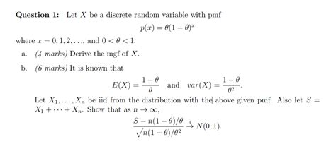 Solved Question 1 Let X Be A Discrete Random Variable With