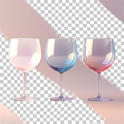 Three Different Colored Wine Glasses With Different Colors And One Red And Blue Premium Ai