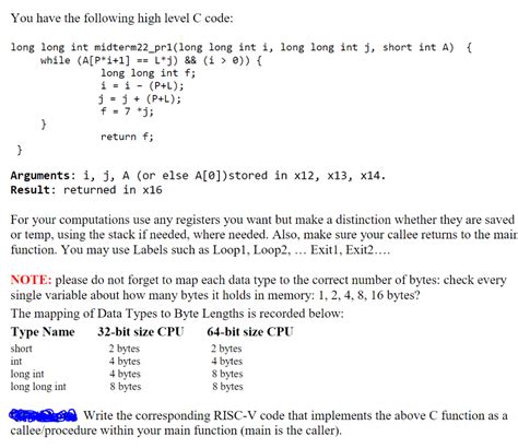 solved you have the following high level c code long