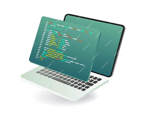 Premium Vector Computer With Programmer Code Language