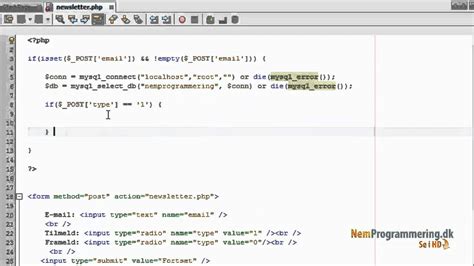 Php Kursus Tutorials For Begyndere 19 Nyhedsbrev System Med Php Og Mysql Youtube
