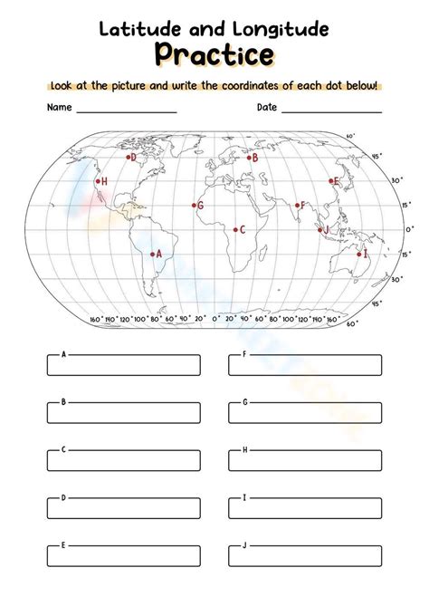 Latitude And Longitude Coordinates Worksheet 50 Latitude An