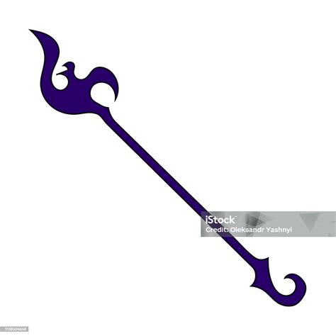 흰색 배경에 고립 된 마술 지팡이 마법사 항목입니다 마법 지팡이 홀 지팡이 막대 디자인 게임 카드 웹에 대 한 벡터 일러스트