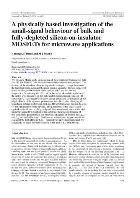 Pdf A Physically Based Investigation Of The Small Signal Behaviour Of Bulk And Fully Depleted