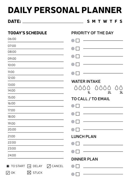 일일 플래너 프리미엄 벡터