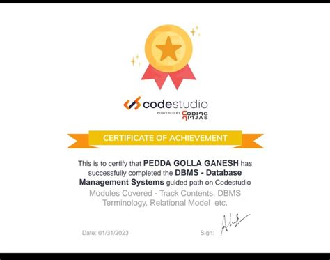 Pedda Golla Ganesh On Linkedin Databasemanagementsystem Codingninjas