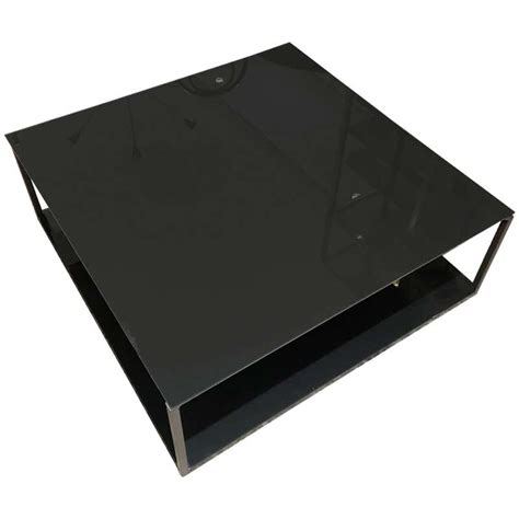 Contemporary Rectangular Coffee Table With Metal Frame And Smoked Glass