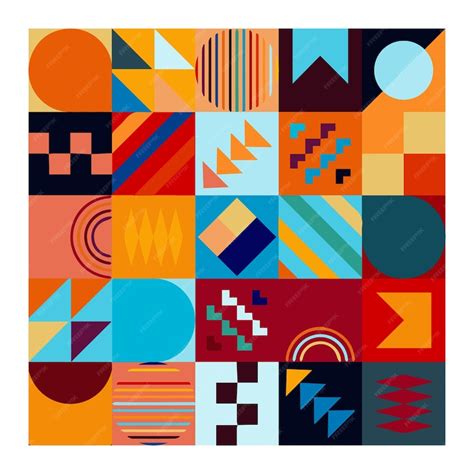 Premium Vector Abstract Bauhaus Geometric Pattern Background Vector Circle Triangle And Square