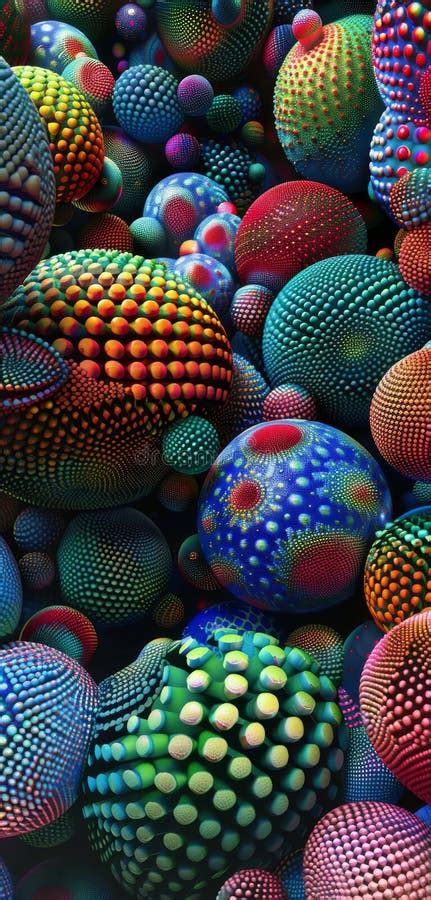 Colorful Abstract Digital Art Featuring An Array Of Textured Spheres In A Vibrant And Intricate