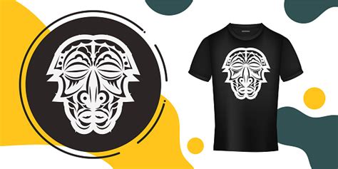 마오리 패턴의 형태로 신들의 마스크 티셔츠 컵 또는 모바일 케이스에 인쇄할 수 있는 기성 용 템플릿입니다 벡터 T 셔츠에 대한 스톡 벡터 아트 및 기타 이미지 Istock