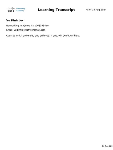 Netacad Learning Transcript Pdf