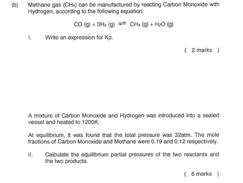 Solved Methane Gas Ch4 Can Be Manufactured By Reacting