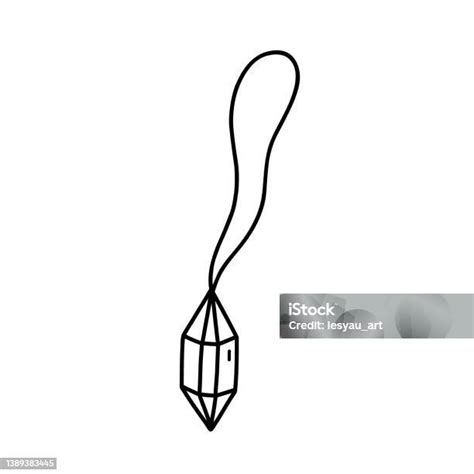 흰색 배경에 고립 된 코드에 크리스탈펜던트 매직 부적 과 마술 아이템 낙서 스타일의 벡터 손으로 그린 그림 카드 장식 로고 다양한 디자인에 적합합니다 결정체에 대한 스톡