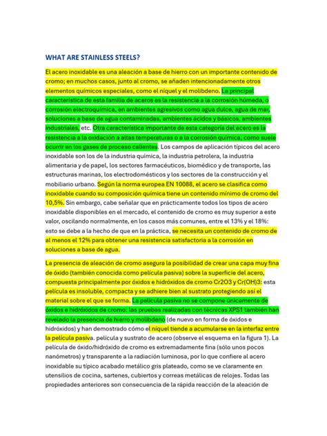 Apuntes De La Info Que Sale En El Ppt Acero Inoxidable Pdf Acero