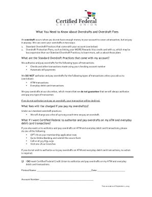 Fillable Online Overdraft Fees Protection Coverage And Options Fax Email Print PdfFiller