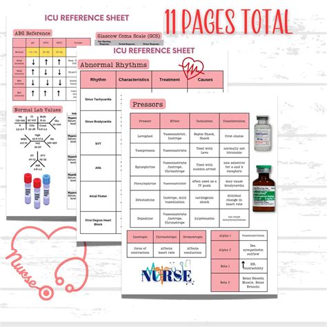 Icu Cheat Sheet Icu Reference Guide Abg Hemodynamics Arrhythmias