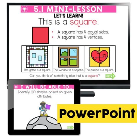 Lucky To Learn Math 1st Grade Geometry Lesson 51 Identify 2d Shapes Teaching Slides