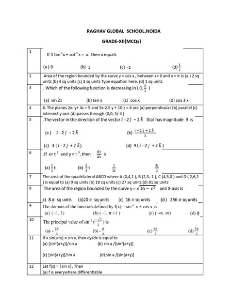 Class12 Worksheet Mcqs Pdf