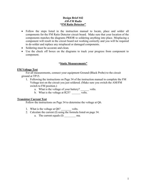 Design Brief Am Fm Radio Fm Ratio Detector Follow The Steps