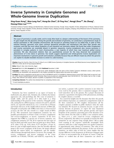 Pdf Inverse Symmetry In Complete Genomes And Whole Genome Inverse Duplication