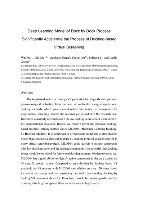 Pdf Deep Learning Model Of Dock By Dock Process Significantly Accelerate The Process Of