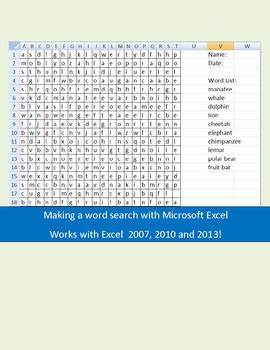 Create A Word Search With Microsoft Office Excel By Spelling And Technology