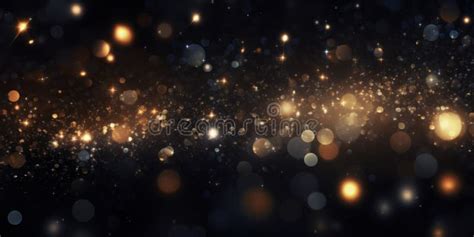 Abstract Cosmic Dust Particles And Glittering Stars On Dark Background Stock Illustration