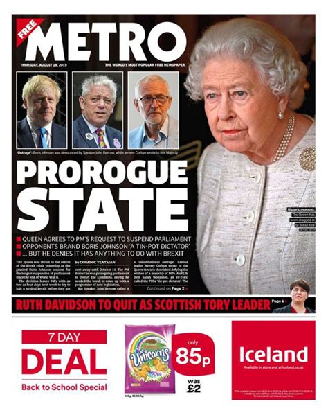 The Johnson Coup How Papers Reacted To Boris Johnson Suspending
