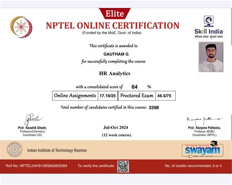 Gautham G On Linkedin Hranalytics Nptel Datadrivendecision Continuouslearning Professional