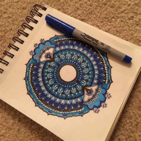 Blue Mandala Design In Zentangle Pattern