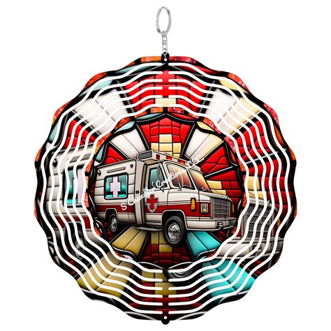 Ambulance Ems Support 3d Wind Spinner Stainless Steel Hanging Decor