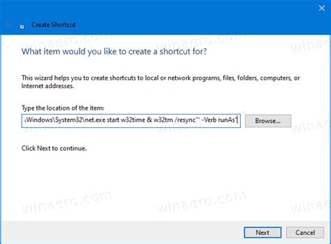 Create A Sync Clock Time Shortcut In Windows 10