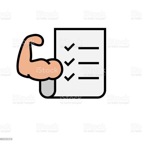 피트 니스 운동 계획 아이콘입니다 보디 빌딩 프로그램에 대 한 손 근육 기호 운동 목록 시트 간단한 벡터 그래픽 0명에 대한