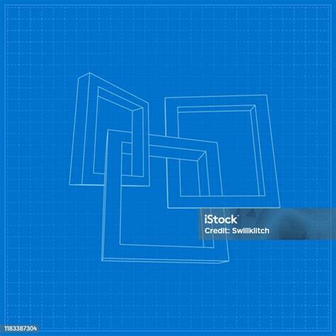3개의 직사각형 3d 프레임 청사진 3차원 형태에 대한 스톡 벡터 아트 및 기타 이미지 3차원 형태 가리기 개념 Istock