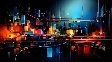 Premium Photo Abstract Tech Dreamscape With Curving Neon Lines