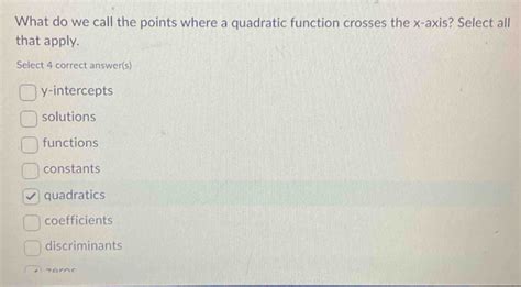 Solved What Do We Call The Points Where A Quadratic Function Crosses