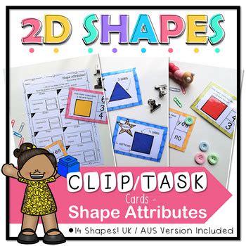2D Shape Attributes Clip Cards Task Cards By Happy Babe Learners