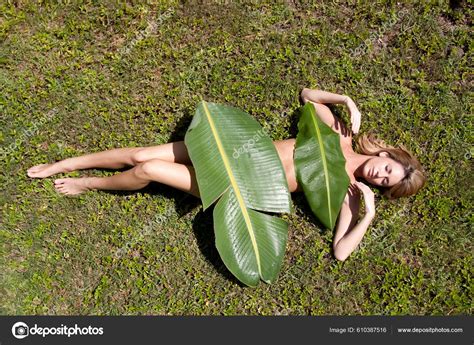 Sexy Woman Covered Banana Leaves Stock Photo By MaxFX 610387516