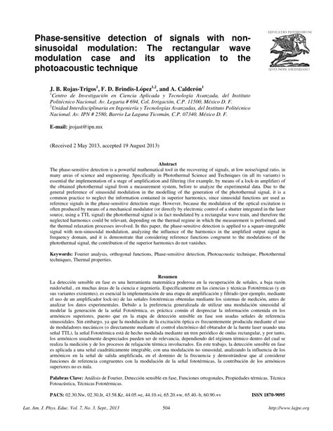 Pdf Phase Sensitive Detection Of Signals With Non Sinusoidal
