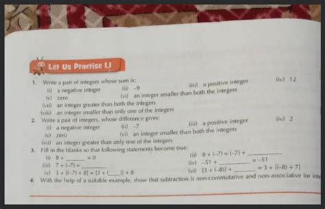 An Integer Smaller Than Only One Of The Integers 2 Write A Pair Of Inte
