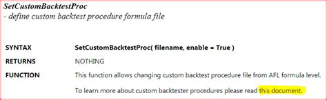 Setcustombacktestproc Doesnt Behave As Indicated In Afl Function