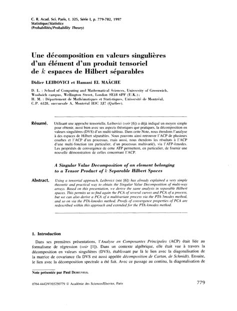 Pdf A Singular Value Decomposition Of An Element Belonging To A Tensor Product Of K Separable