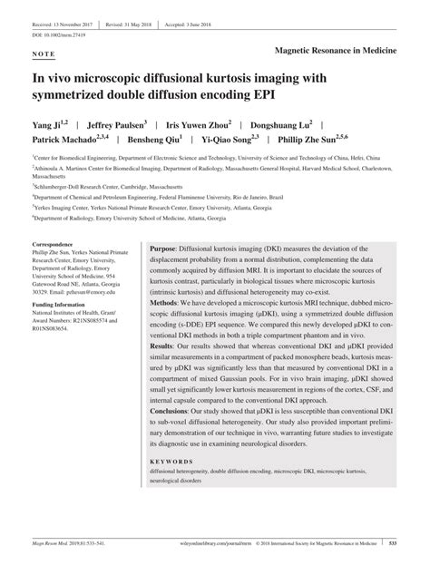 Pdf In Vivo Microscopic Diffusional Kurtosis Imaging With Symmetrized