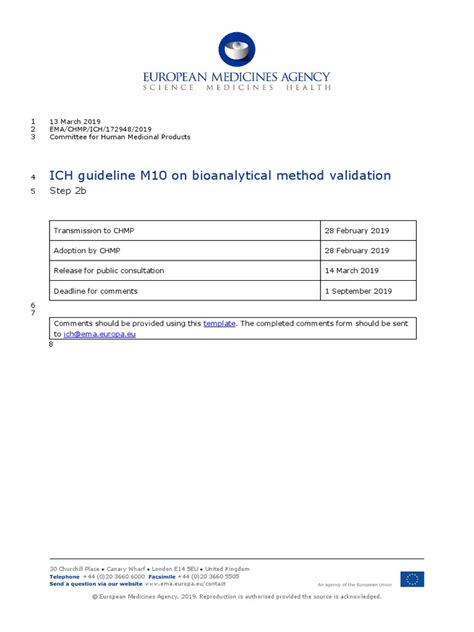 2019 Draft Ich Guideline M10 Bioanalytical Method Validation Step 2b