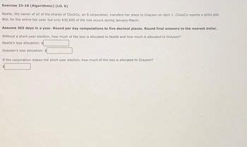 Answered Exercise 22 18 Algorithmic LO 6 Noelle The Owner Of All Of The Shares Of ClockCo