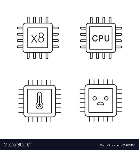 Processors Linear Icons Set Royalty Free Vector Image