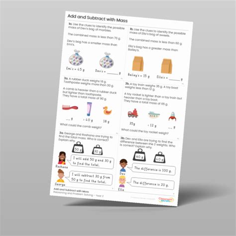 Year 2 Add And Subtract With Mass Reasoning And Problem Solving Resource Classroom Secrets