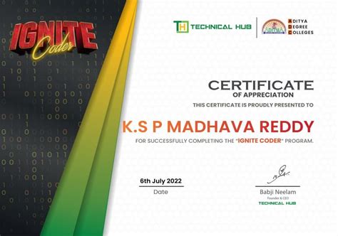 Finally Completed The Certification In Ignitecoder Technical Hub